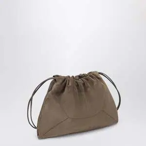 Brunello Cucinelli Grey Green Suede Bc Duo Pouch Bag With Monile