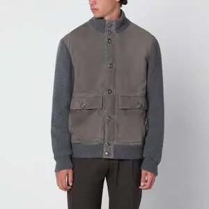 Brunello Cucinelli Steel Padded Leather And Cashmere Jacket