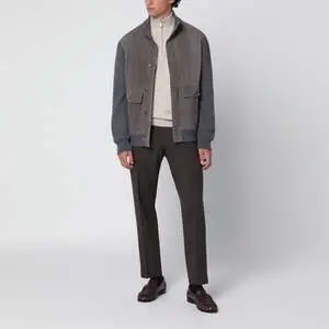 Brunello Cucinelli Steel Padded Leather And Cashmere Jacket