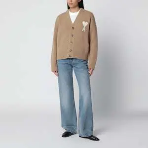 AMI Paris De Coeur Cardigan In Alpaca Blend