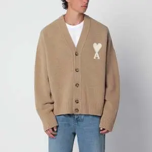 AMI Paris De Coeur Cardigan In Alpaca Blend