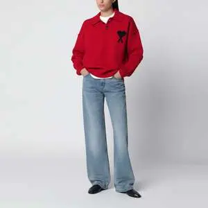 AMI Paris De Coeur Polo Jumper In Wool