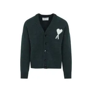 AMI Paris Adc Cardigan - Green