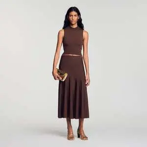 Sandro Fine Knit Cropped Shell Sweater