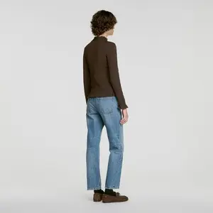 Sandro Smocked T-shirt With Ruffle Collar