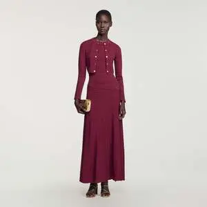 Sandro Cropped Pointelle Knit Cardigan