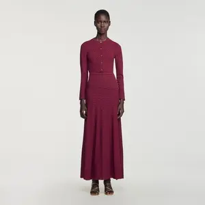 Sandro Cropped Pointelle Knit Cardigan