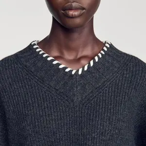 Sandro Braided V-neck Sweater
