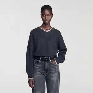 Sandro Braided V-neck Sweater