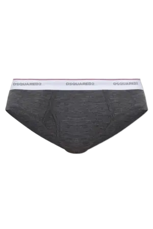 Dsquared2 Wool Briefs With Logo - Grey