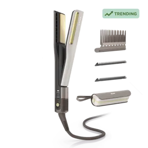 SHARK Silkipro Hair Straightener & Dryer With Travel Case - Mocha Silver
