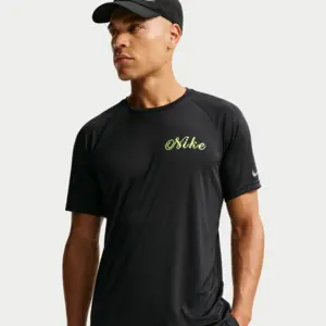 Nike Swim Hydroguard Dri-fit Uv Short Sleeve Top - Black