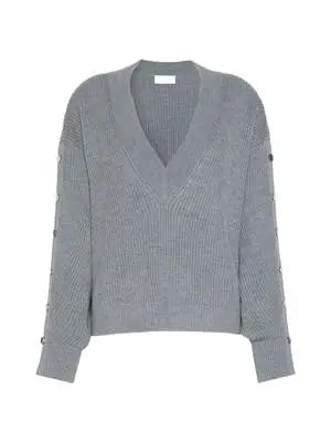 Sportmax Wool Ribbed V-neck Top - Multicolor