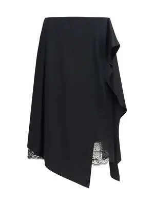 Acne Studios Layered Satin Skirt With Lace Details - Black
