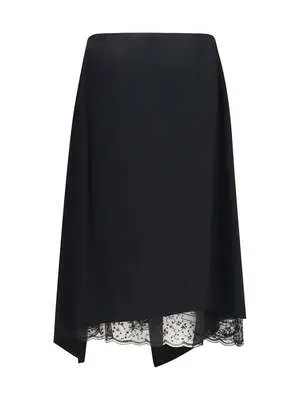 Acne Studios Layered Satin Skirt With Lace Details - Black