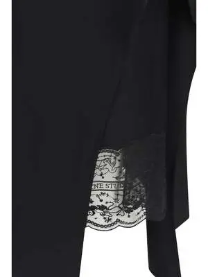 Acne Studios Layered Satin Skirt With Lace Details - Black