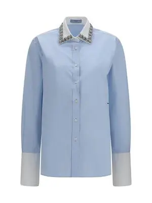 Prada Jewel-embellished Collar Shirt - Blue
