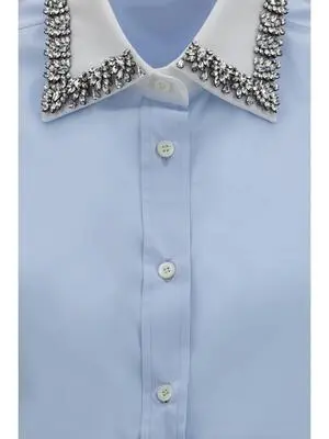 Prada Jewel-embellished Collar Shirt - Blue