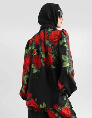Dolce & Gabbana Rose-print Silk Shirt