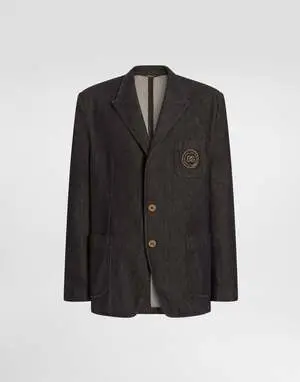 Dolce & Gabbana Single-breasted Portofino Denim Jacket With Patch - Multicolor