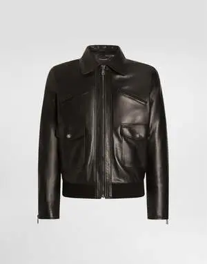 Dolce & Gabbana Nappa Leather Bomber Jacket - Black