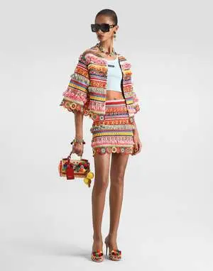 Dolce & Gabbana Short Cotton Skirt With Embroidery