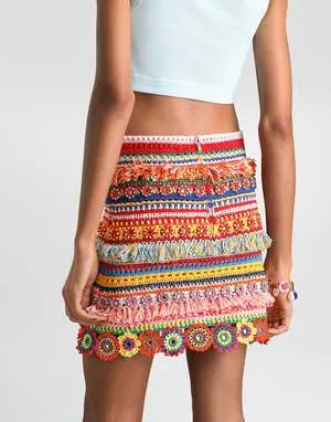 Dolce & Gabbana Short Cotton Skirt With Embroidery