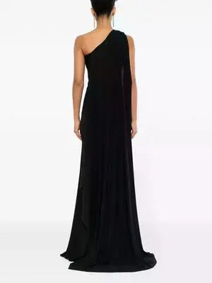 Naeem Khan One-shoulder Cape-detail Gown