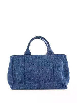 Prada Canapa Convertible Denim Medium Tote Bag