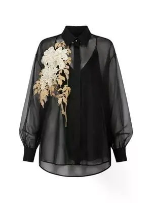 Max Mara Floral-embroidery Silk Shirt