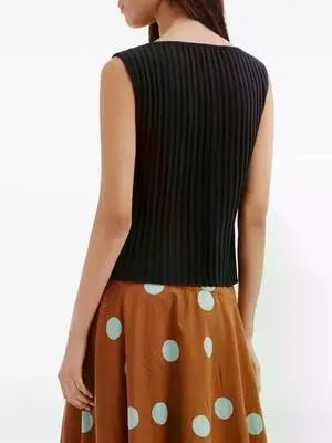 Free People Ribbed-knit Button-front Top - Black