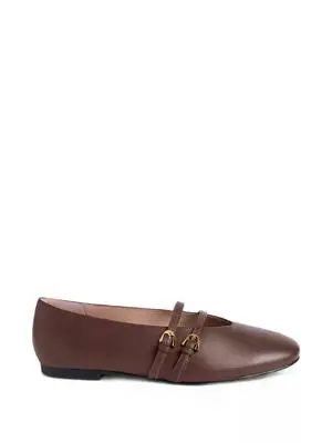 COCCINELLE Risako Double-strap Leather Ballet Flats - Brown