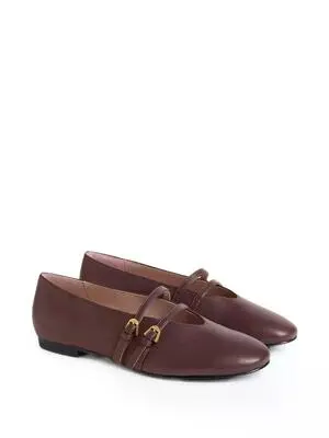 COCCINELLE Risako Double-strap Leather Ballet Flats