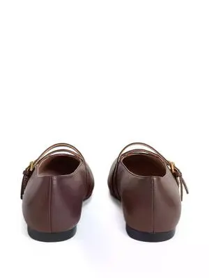 COCCINELLE Risako Double-strap Leather Ballet Flats