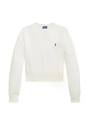 Polo Ralph Lauren Cotton-blend Shrunken V-neck Jumper - Neutrals