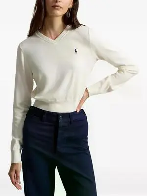 Polo Ralph Lauren Cotton-blend Shrunken V-neck Jumper