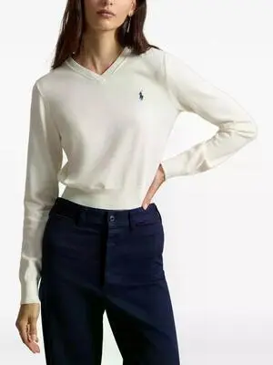 Polo Ralph Lauren Cotton-blend Shrunken V-neck Jumper