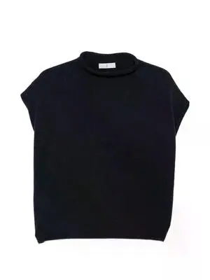WHYCI MILANO High-neck Cap-sleeve Knit T-shirt