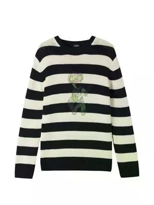 We11Done Striped Graphic-print Jumper - Blue