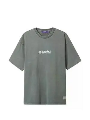 AFTERMATHS Slogan-print Cotton T-shirt - Grey