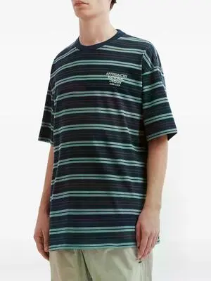 AFTERMATHS Striped Logo-print T-shirt