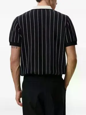 LES DEUX Pinstripe-pattern Knitted Polo Shirt