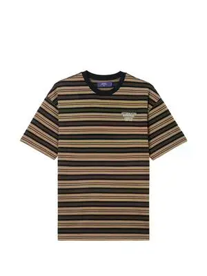AFTERMATHS Striped Logo-print T-shirt - Neutrals