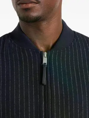 Manière De Voir Leandro In Navy Pinstripe Wool Bomber Jacket