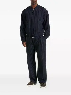 Manière De Voir Leandro Pinstripe Wool Bomber Jacket - Blue