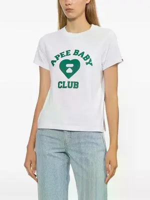 AAPE BY *A BATHING APE Heart Logo Print Crew Neck T-shirt - White