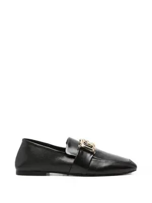 LANVIN Logo-plaque Leather Loafers - Black