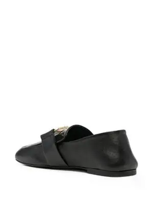 LANVIN Logo-plaque Leather Loafers - Black