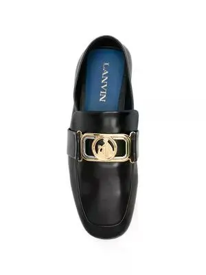 LANVIN Logo-plaque Leather Loafers - Black