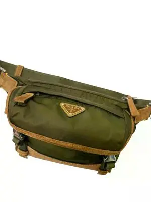 Prada 2013-2026 Suede Trimmed Re Nylon Messenger Bag Crossbody Bag